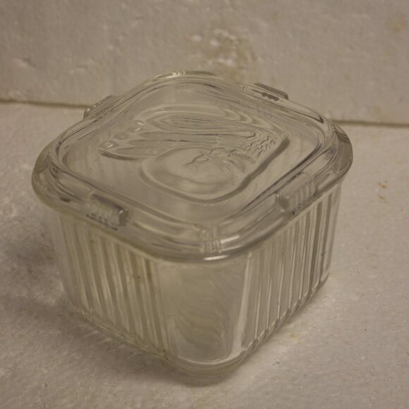 Kitchen | Vintage Clear Depression Glass Refrigerator Box With Lid ...